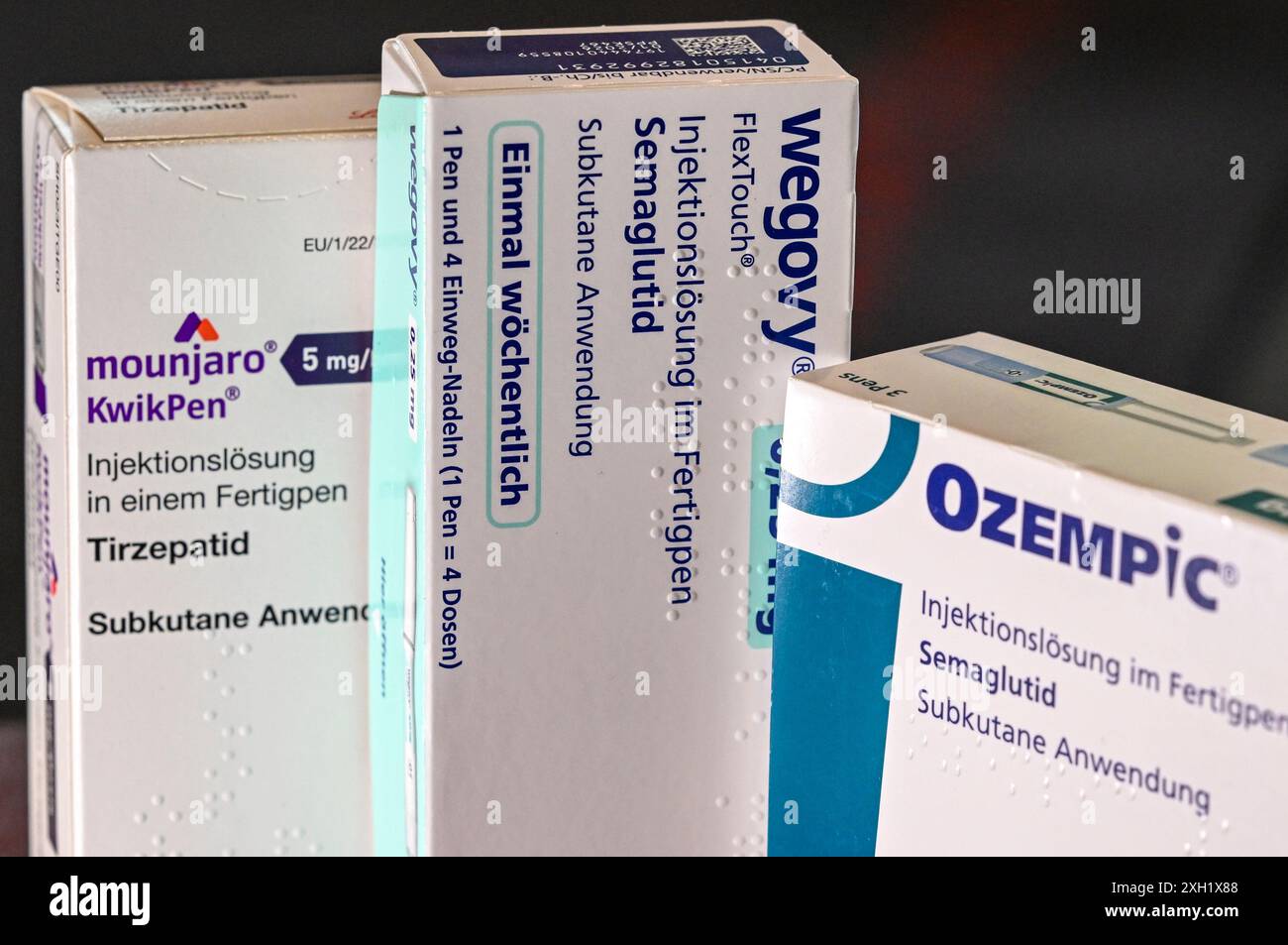 Berlin, Germany. 11th July, 2024. Weight loss syringes of the brands ...