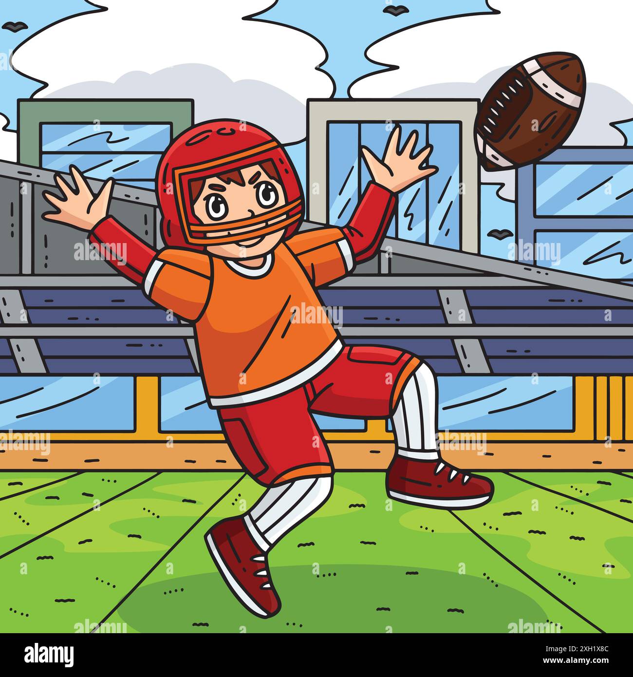 American Football Player about to Catch Colored Stock Vector Image ...