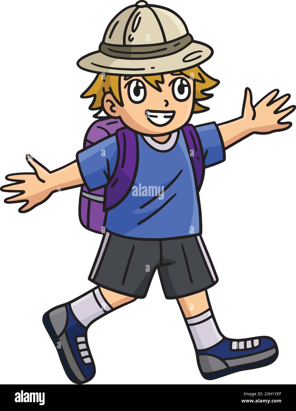 Camping Happy Camper Boy Walking Cartoon Clipart Stock Vector Image ...