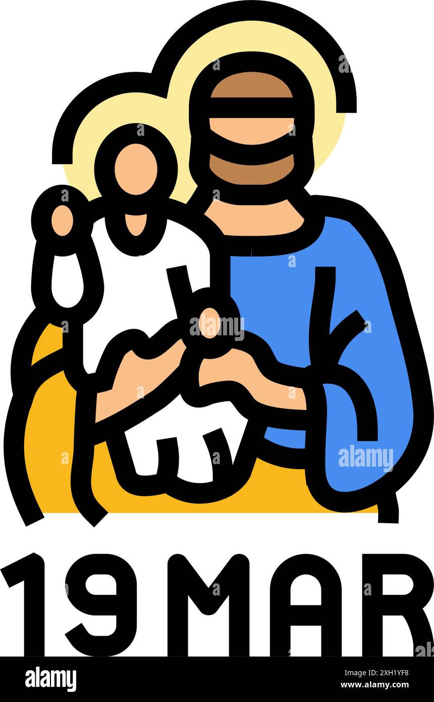 st joseph feast catholic holiday color icon vector illustration Stock ...