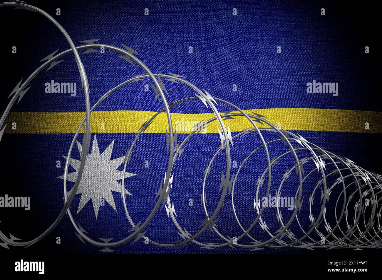 National flag and barbed wire - 3D illustration Stock Photo - Alamy
