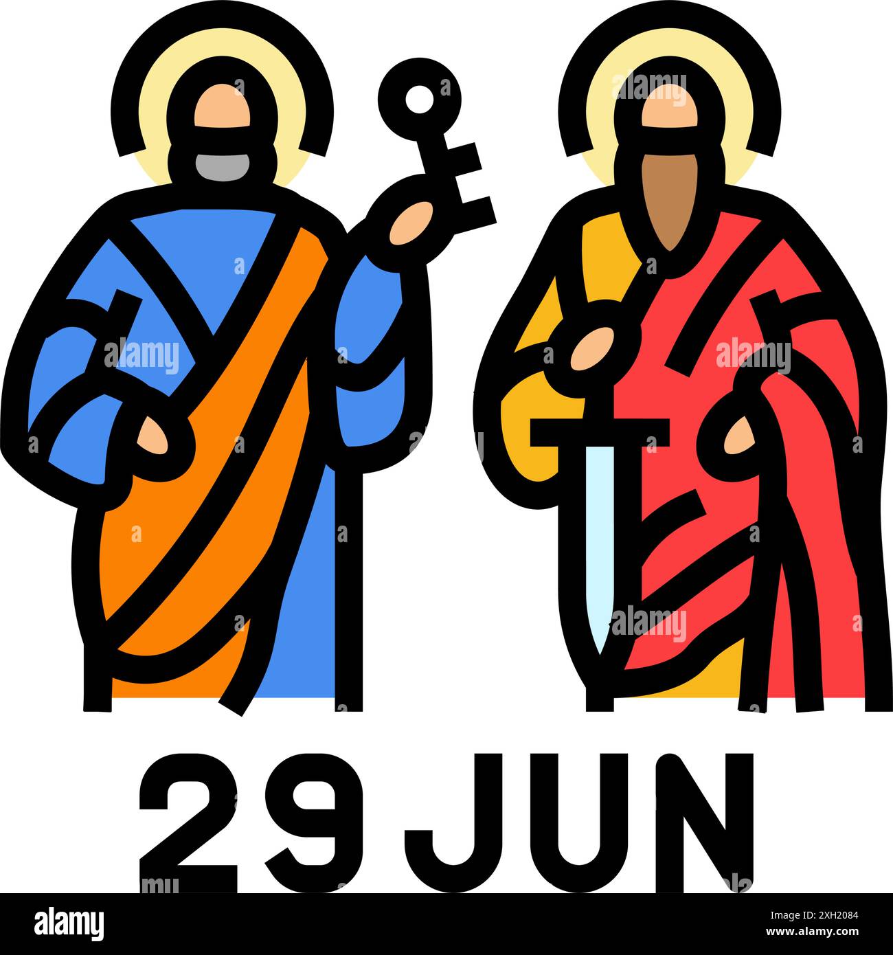 st peter and st paul feast catholic holiday color icon vector ...