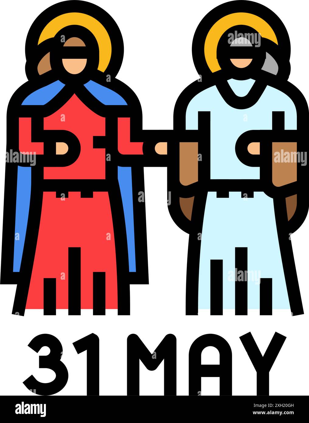 visitation of mary feast catholic holiday color icon vector ...