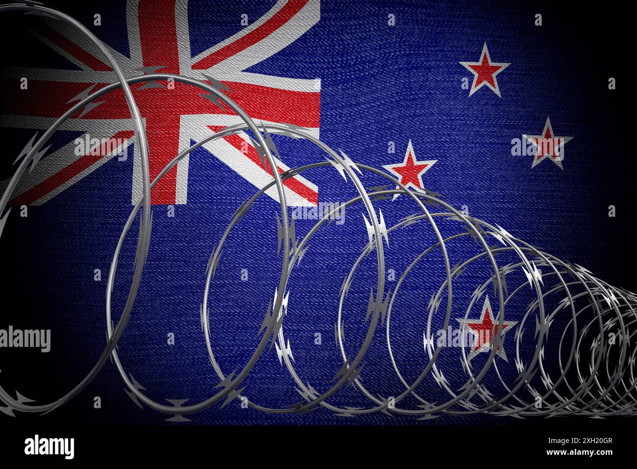 National flag and barbed wire - 3D illustration Stock Photo - Alamy