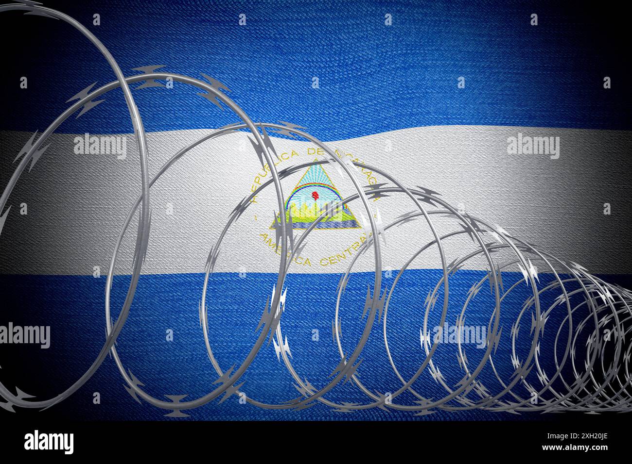 National flag and barbed wire - 3D illustration Stock Photo - Alamy
