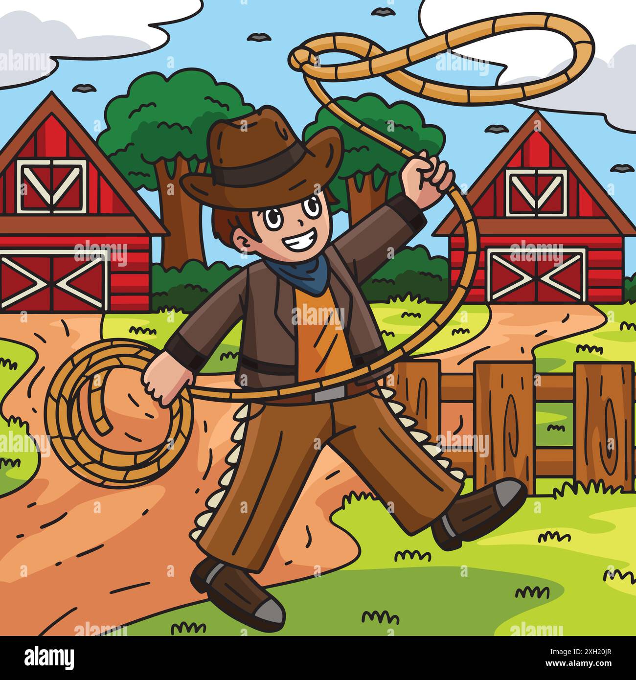 Cartoon illustration cowboy lasso hi-res stock photography and images ...