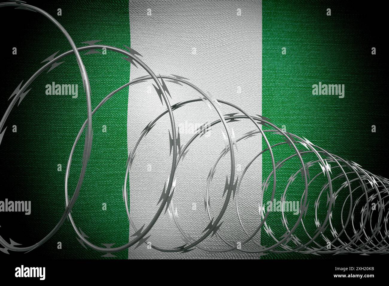 National flag and barbed wire - 3D illustration Stock Photo - Alamy
