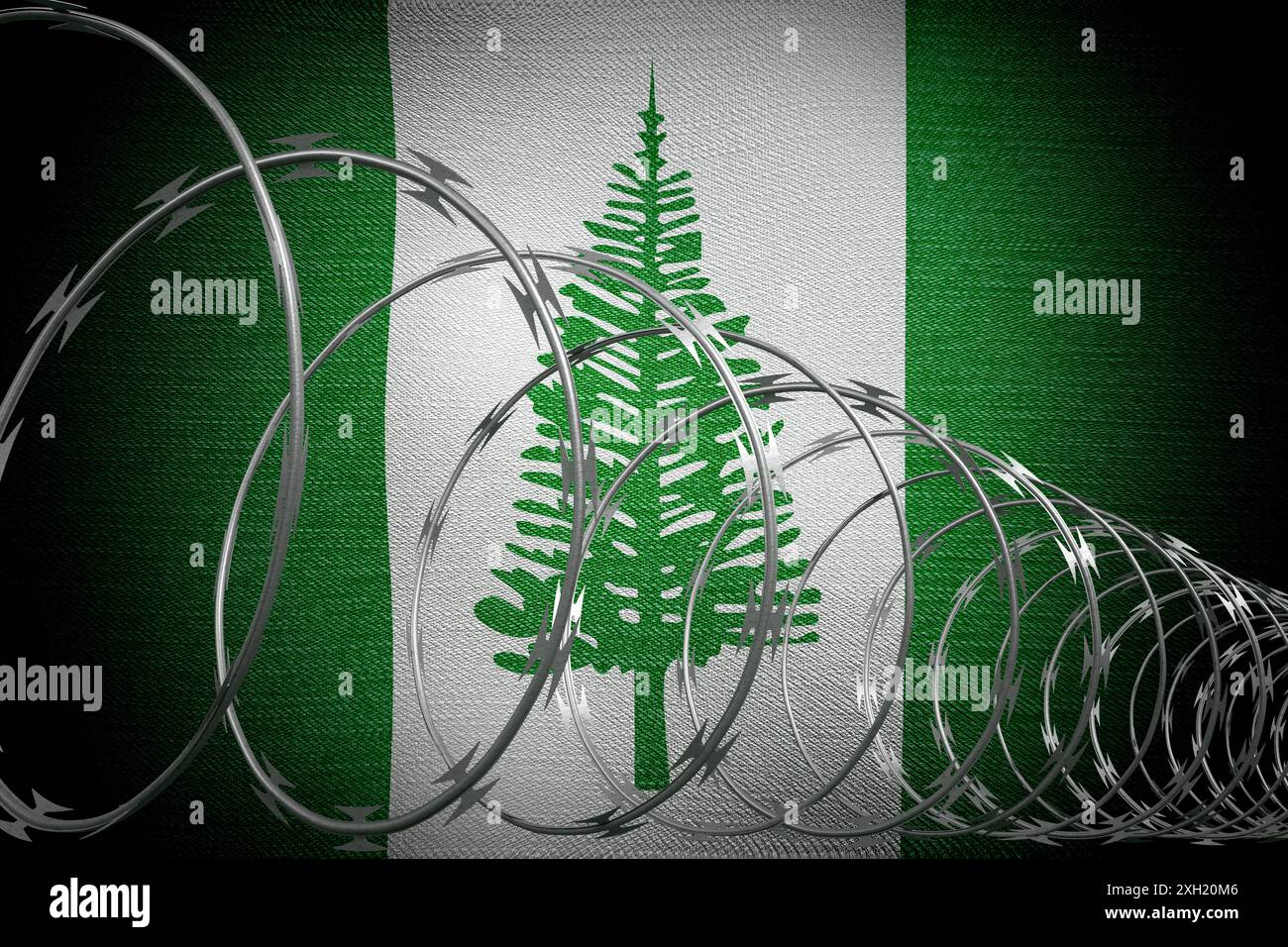 National flag and barbed wire - 3D illustration Stock Photo - Alamy