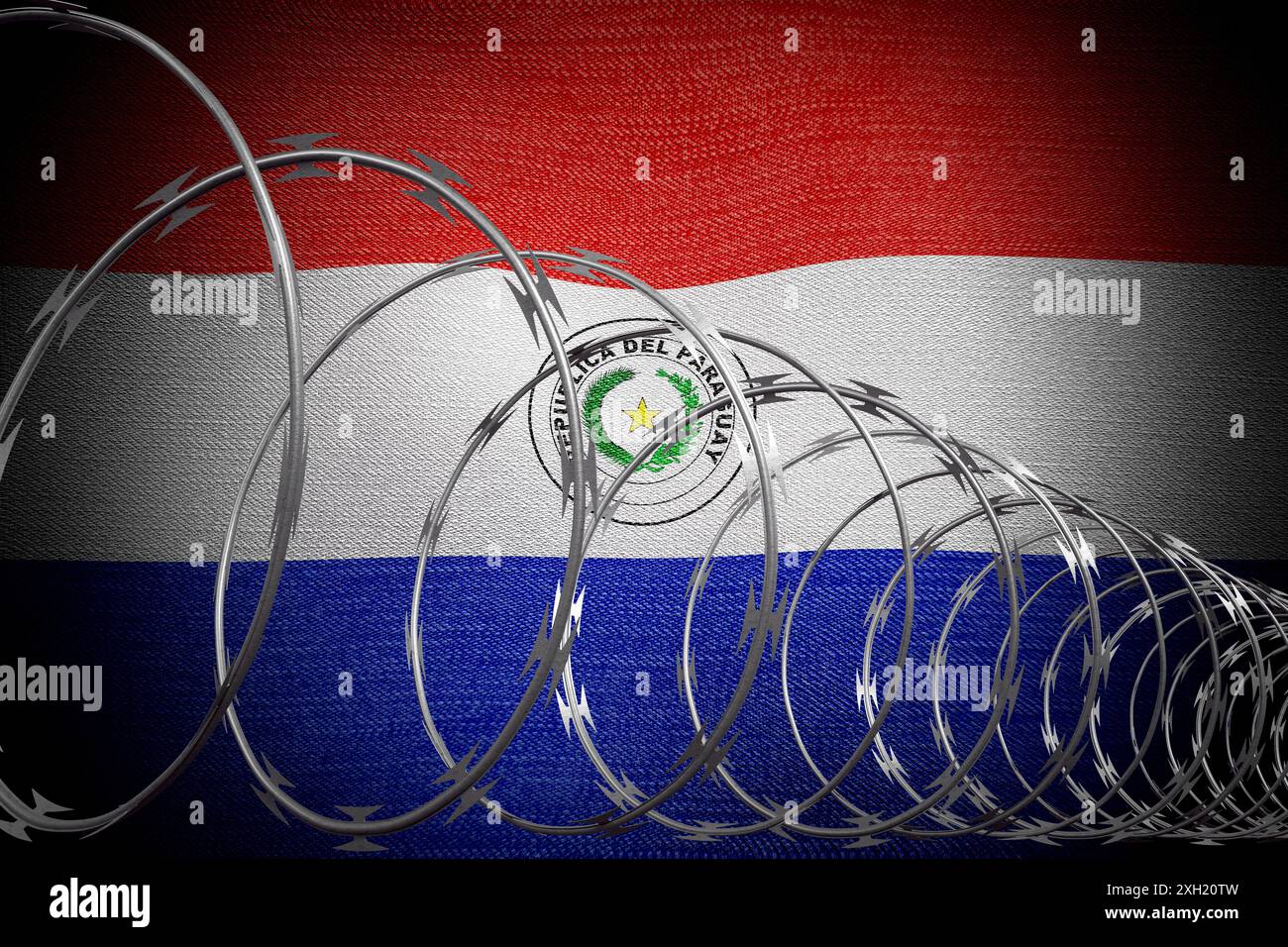 National flag and barbed wire - 3D illustration Stock Photo - Alamy