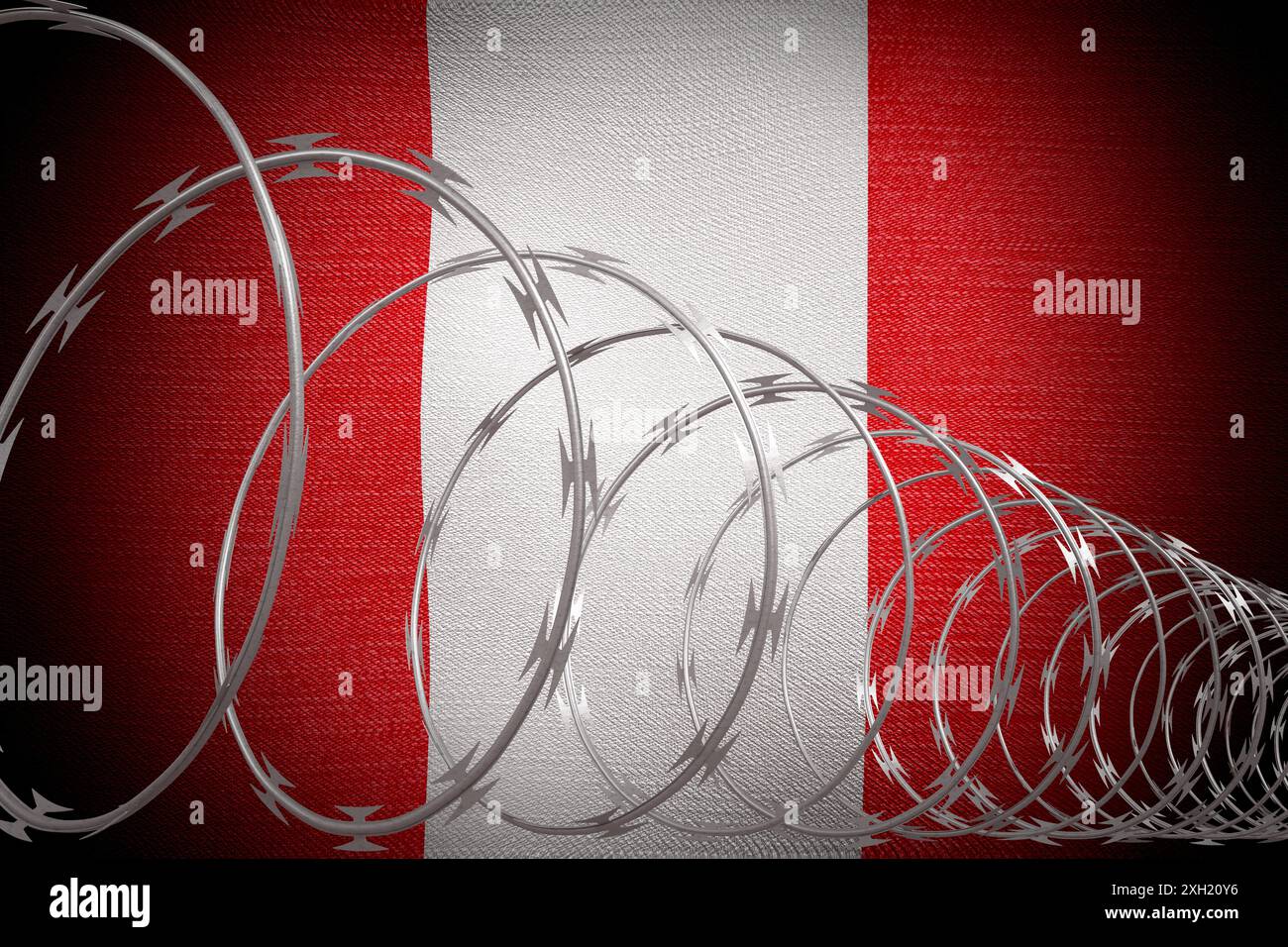 National flag and barbed wire - 3D illustration Stock Photo - Alamy
