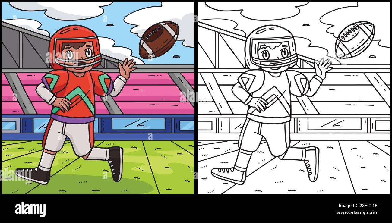 American Player Catching Football Illustration Stock Vector Image & Art ...