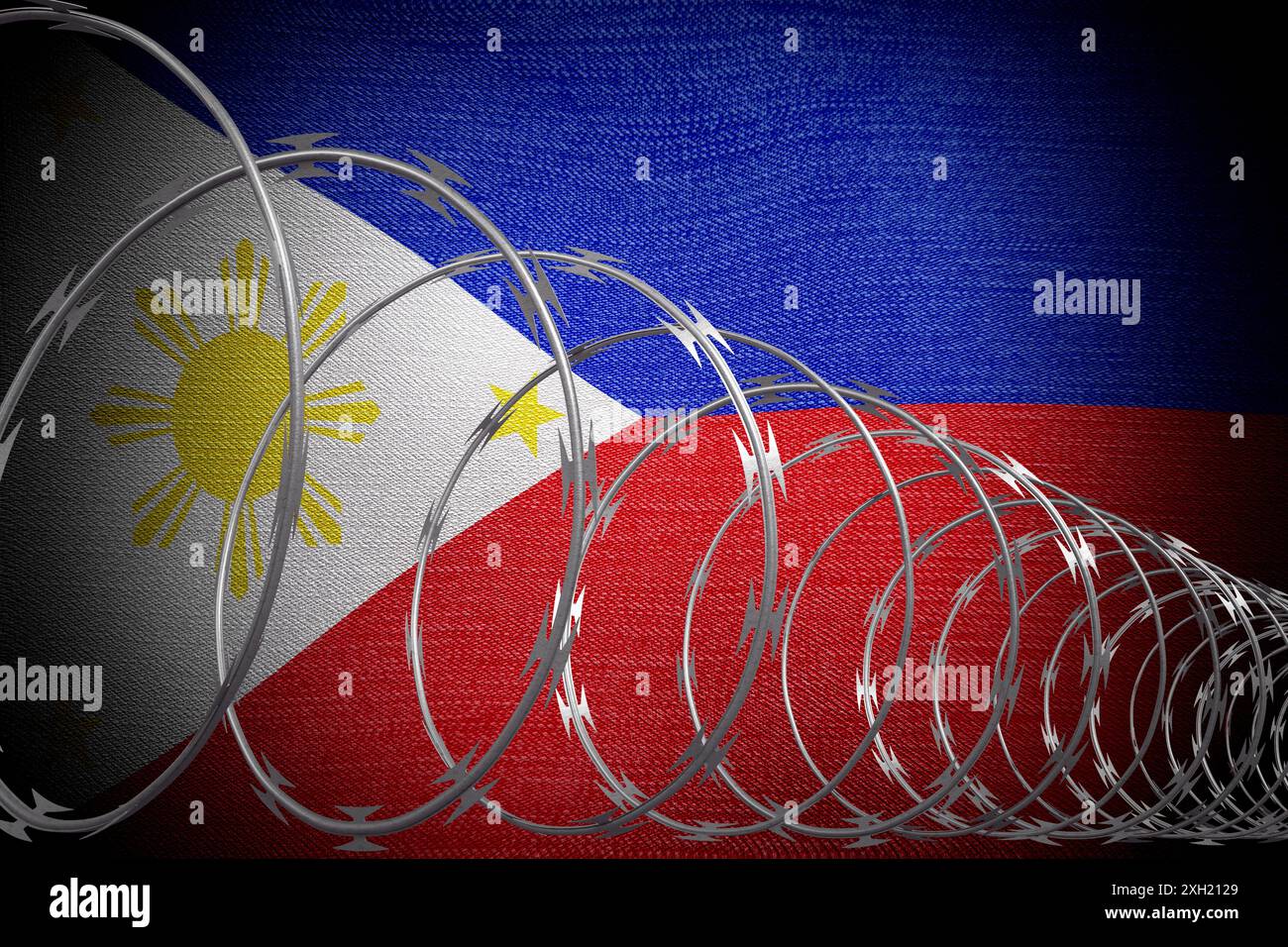 National flag and barbed wire - 3D illustration Stock Photo - Alamy