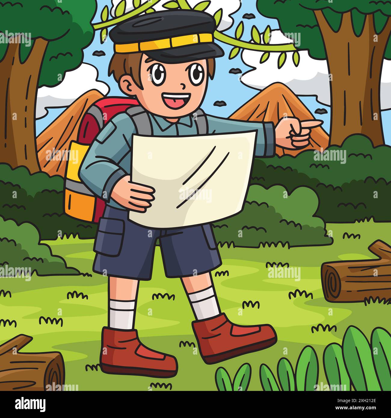 Camping Camper with a Map Colored Cartoon Stock Vector Image & Art - Alamy