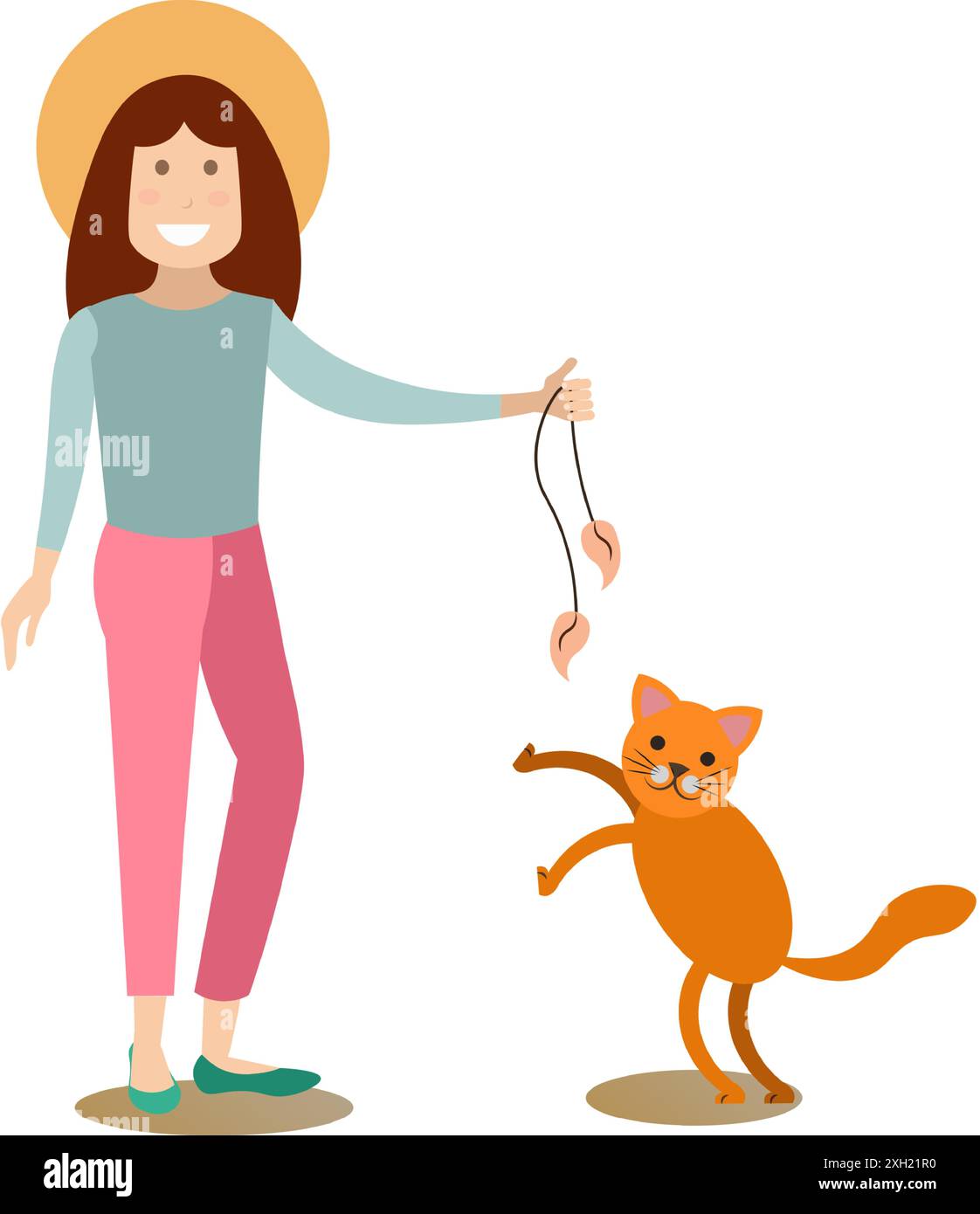 Cat owner female with her pet vector flat illustration Stock Vector ...