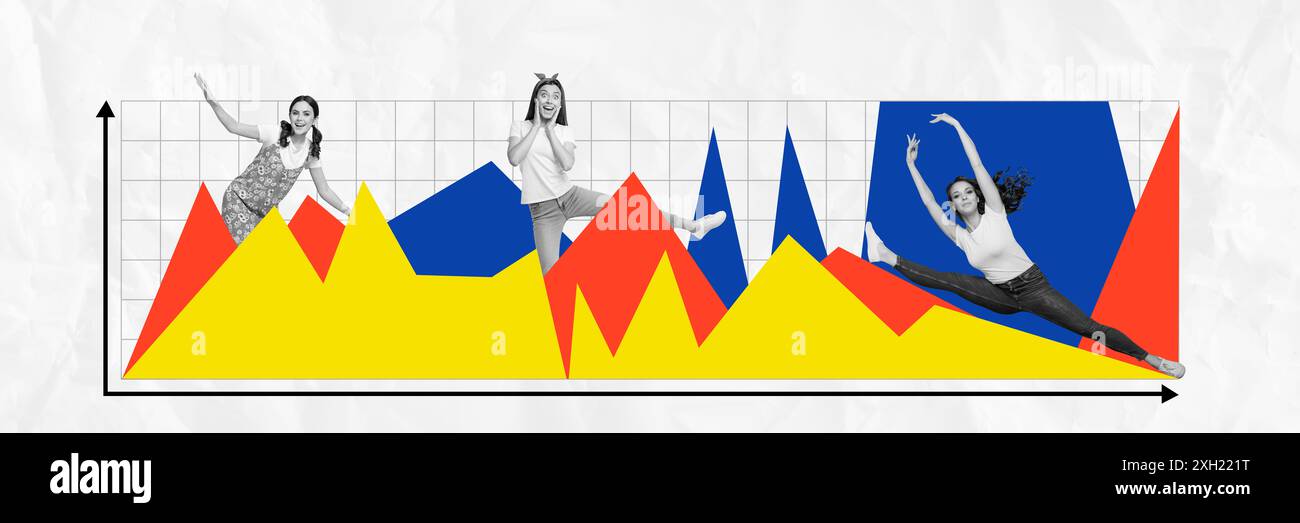 Trend artwork image photo collage of horizontal panorama business stats ...