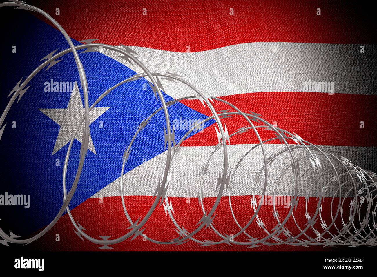 National flag and barbed wire - 3D illustration Stock Photo - Alamy