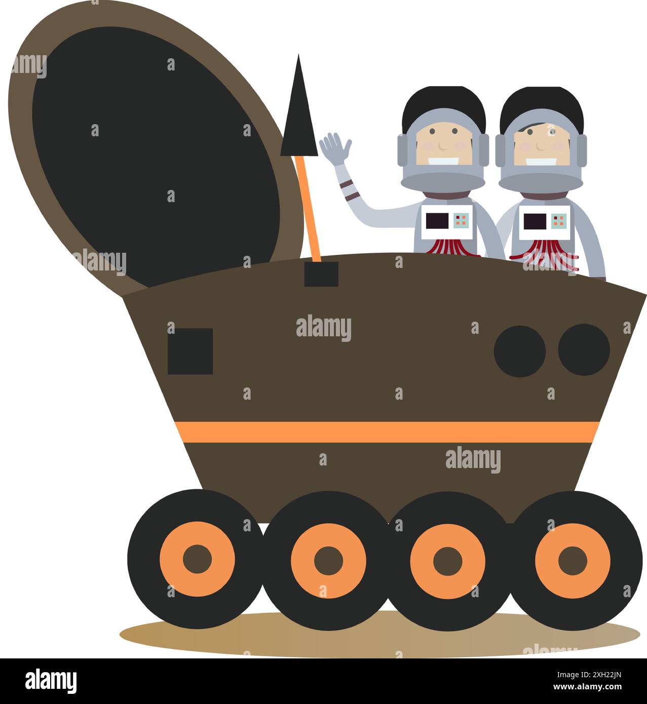 Astronauts in lunar rover flat vector illustration Stock Vector Image ...