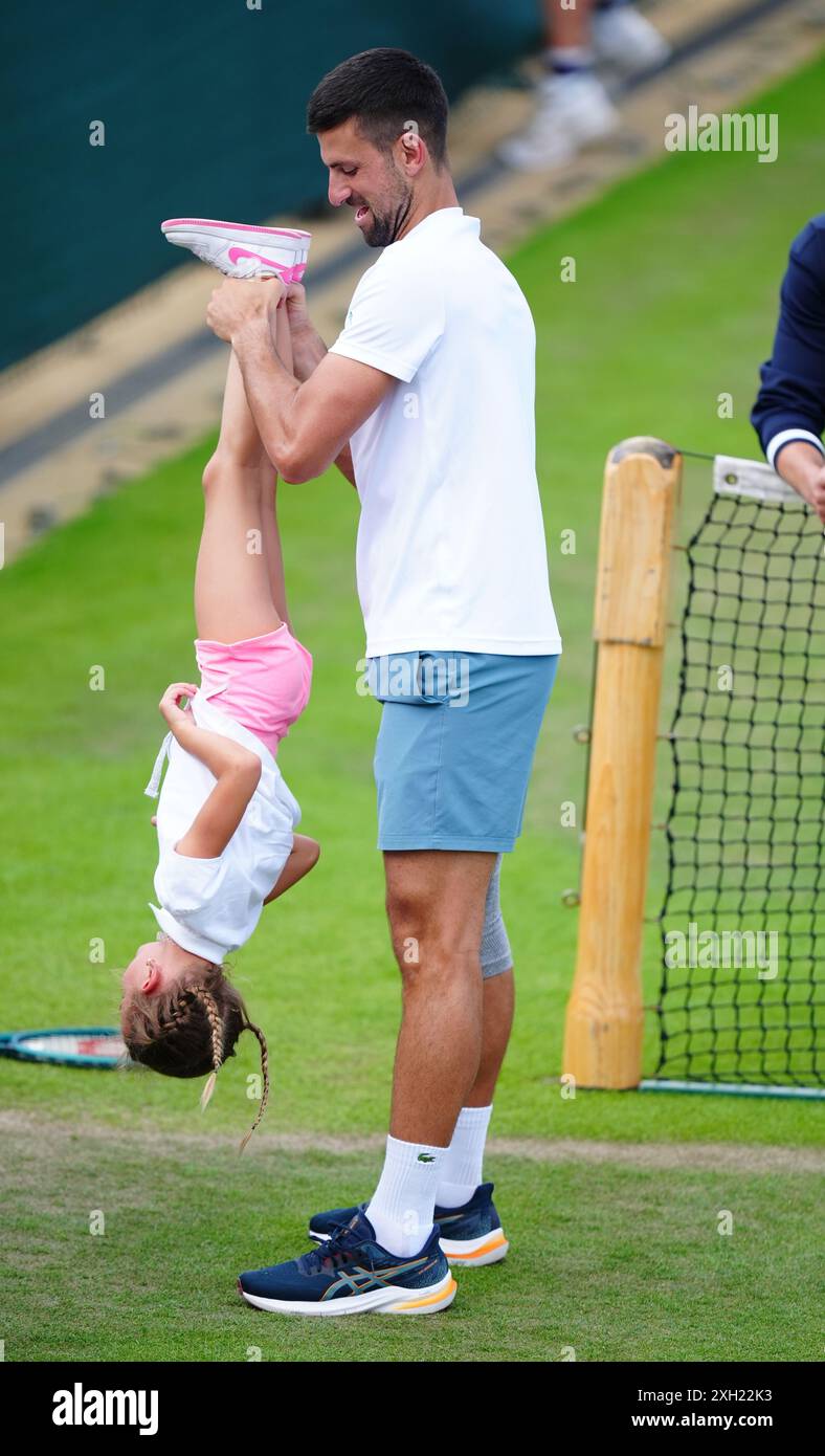 Novak Djokovic and his daughter Tara on day eleven of the 2024 ...