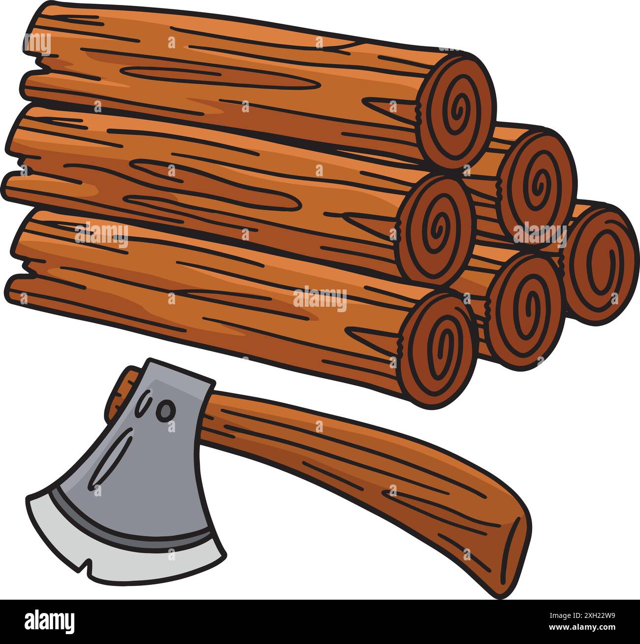 Logs and Ax Cartoon Colored Clipart Illustration Stock Vector Image ...