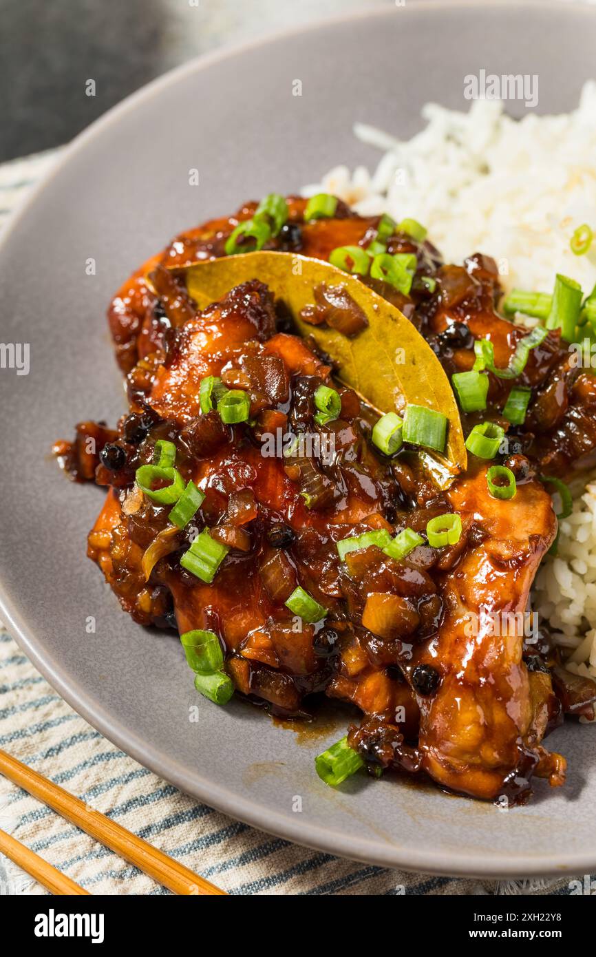 Homemade Filipino Chicken Adobo with Rice and Sauce Stock Photo - Alamy