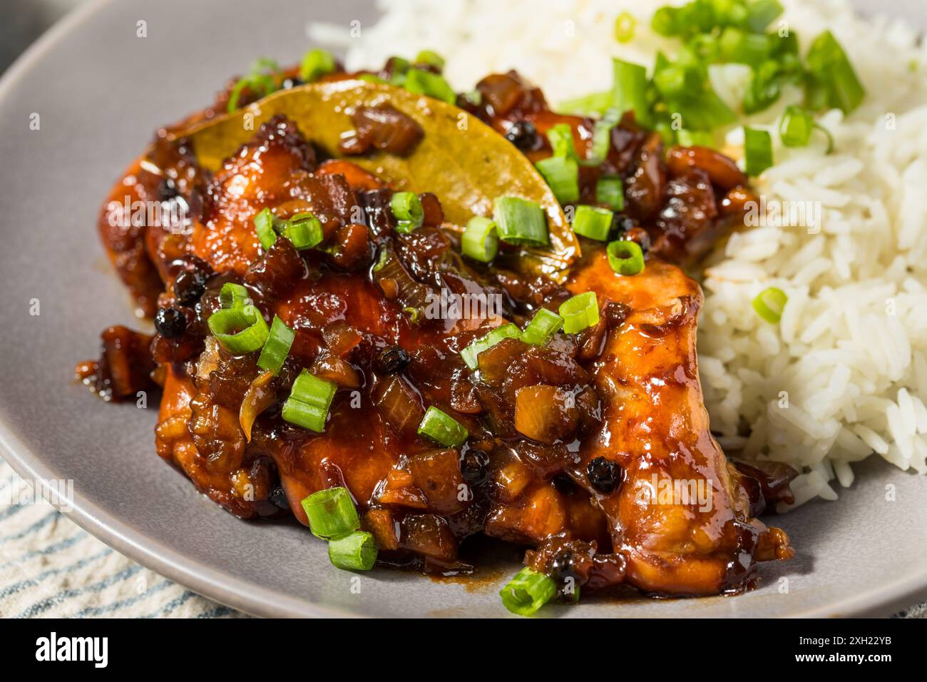 Homemade Filipino Chicken Adobo with Rice and Sauce Stock Photo - Alamy