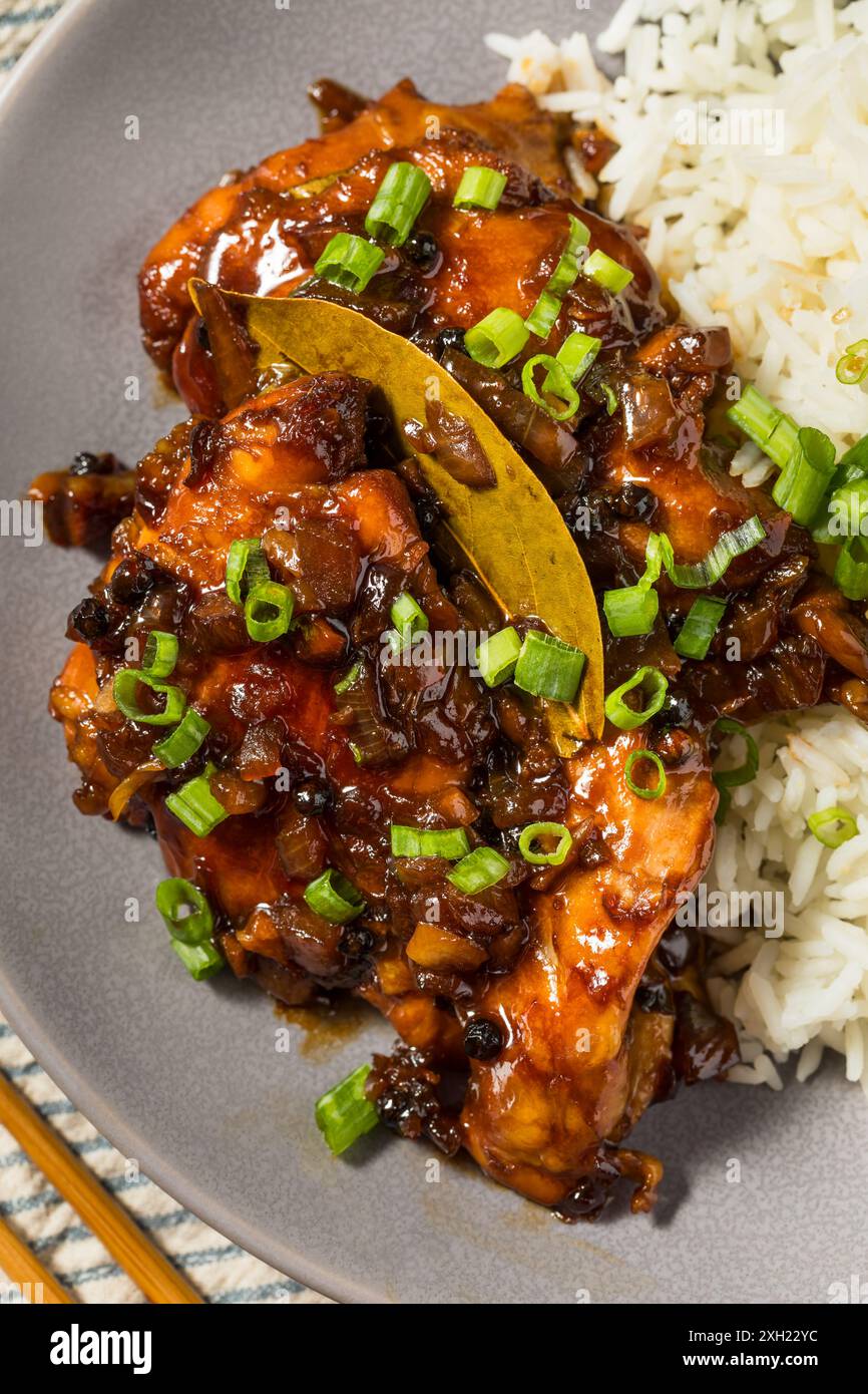 Homemade Filipino Chicken Adobo with Rice and Sauce Stock Photo - Alamy
