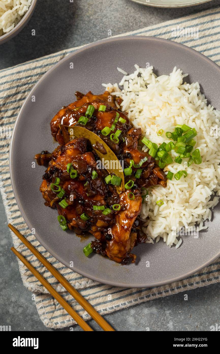 Homemade Filipino Chicken Adobo with Rice and Sauce Stock Photo - Alamy