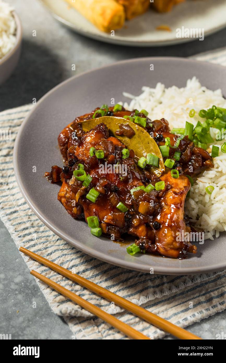Homemade Filipino Chicken Adobo with Rice and Sauce Stock Photo - Alamy