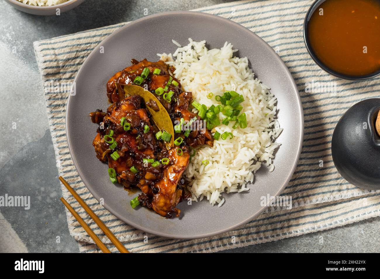 Homemade Filipino Chicken Adobo with Rice and Sauce Stock Photo - Alamy