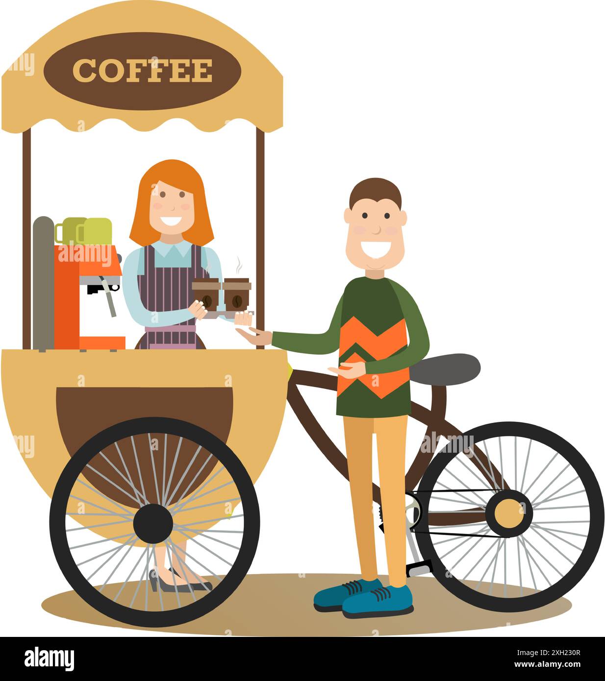 Coffee bike illustration hi-res stock photography and images - Alamy