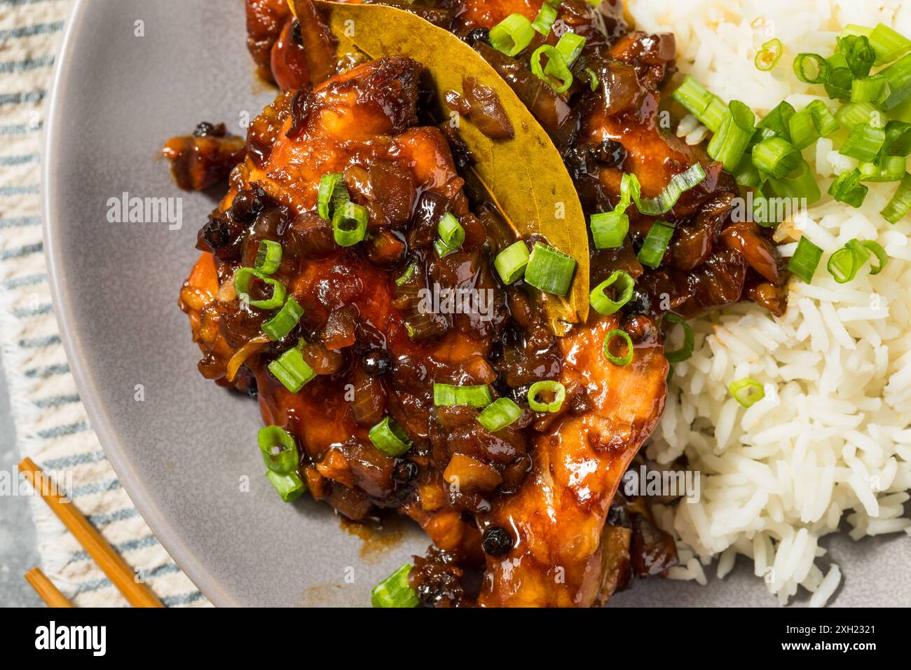 Homemade Filipino Chicken Adobo with Rice and Sauce Stock Photo - Alamy