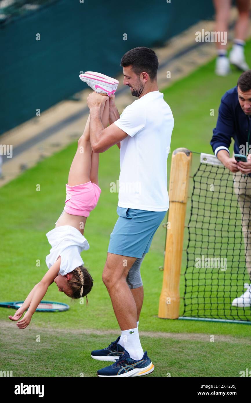 Novak Djokovic and his daughter Tara on day eleven of the 2024 ...