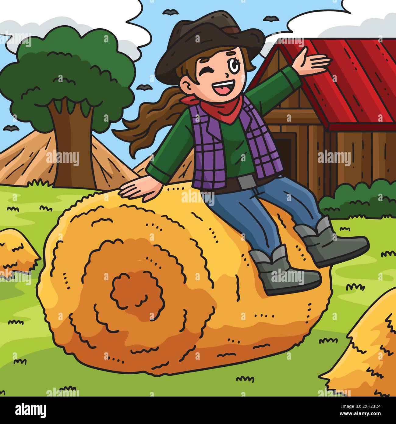 Cowgirl and hay Stock Vector Images - Alamy