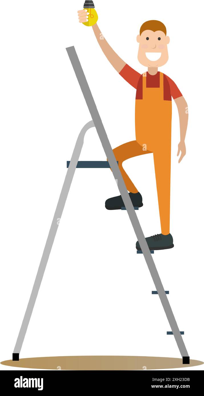 Professional electrician vector illustration in flat style Stock Vector ...