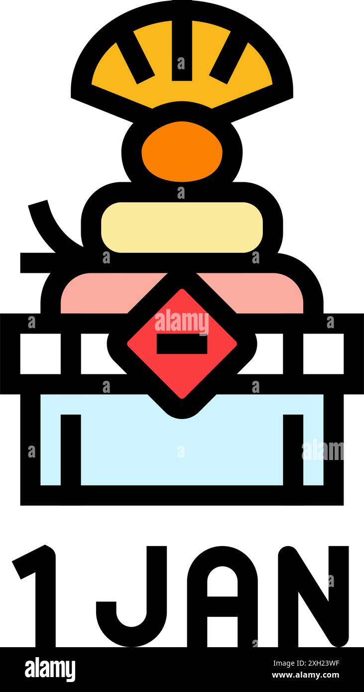 new years day japanese holiday color icon vector illustration Stock ...