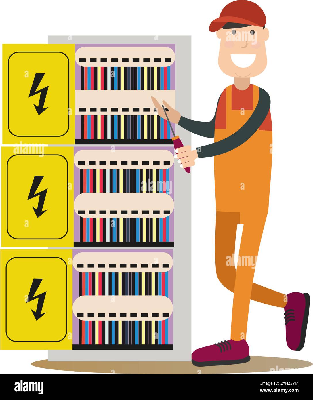 Professional electrician vector illustration in flat style Stock Vector ...