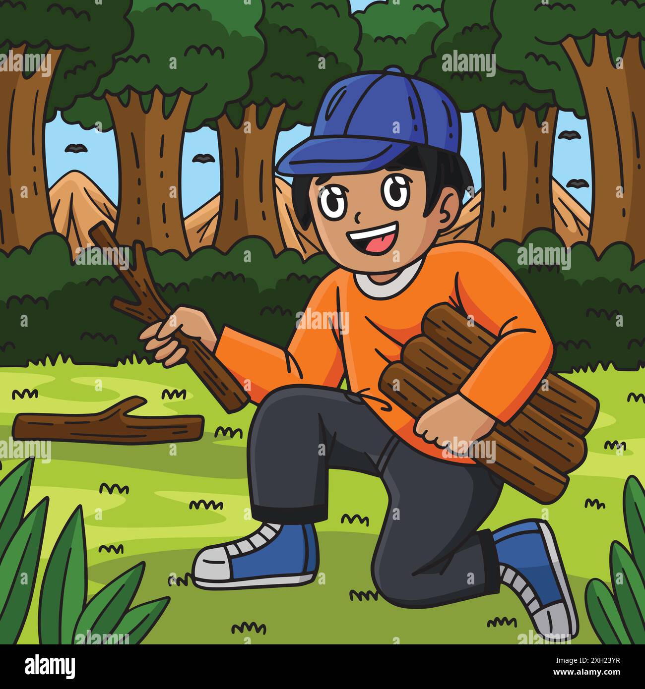 Cartoon Camp Woods Free Vectors | Campsite _ Puddle _ Animation