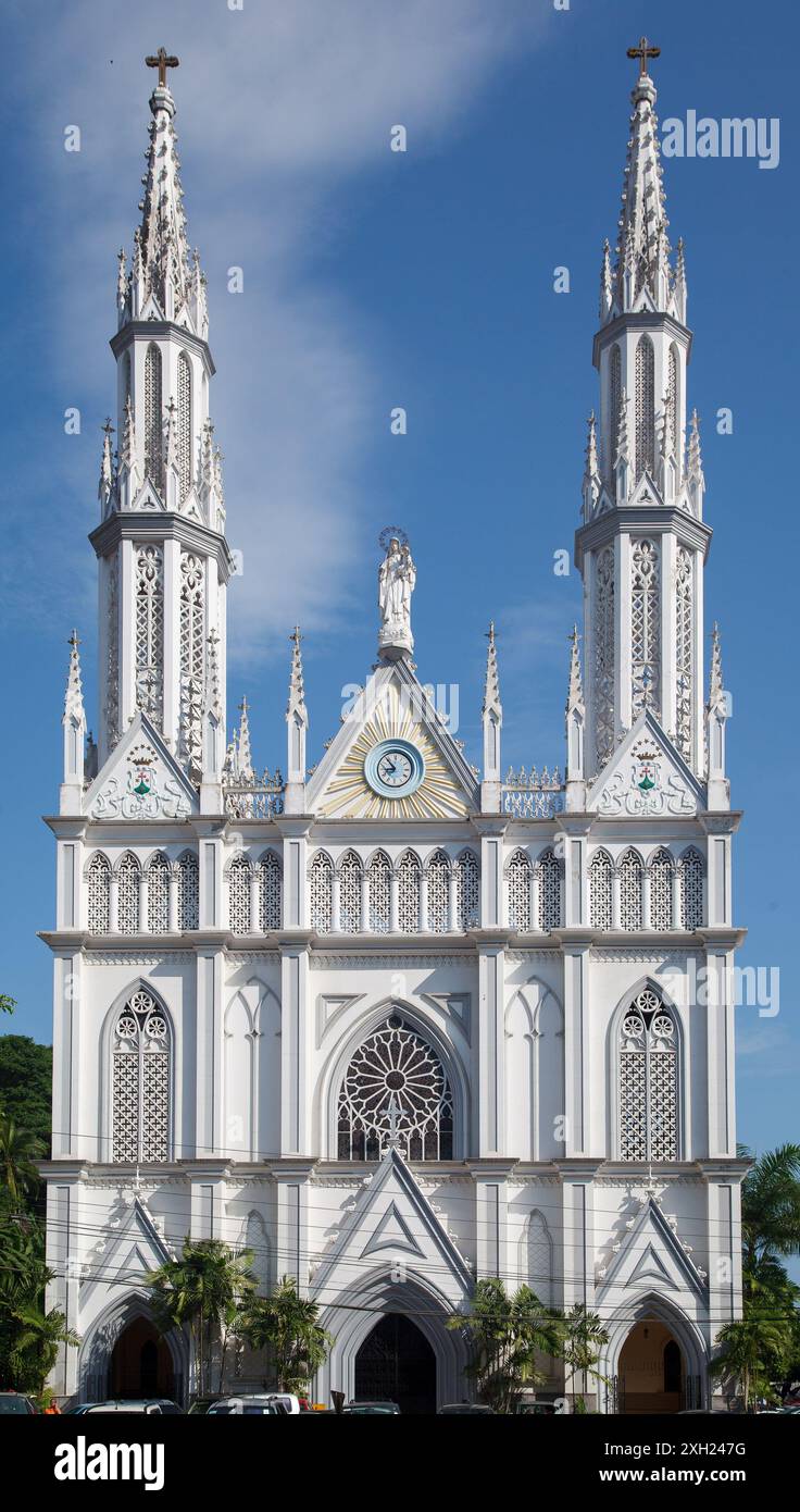 The white twin tower with our lady statue of Our Lady of Mount Carmel ...