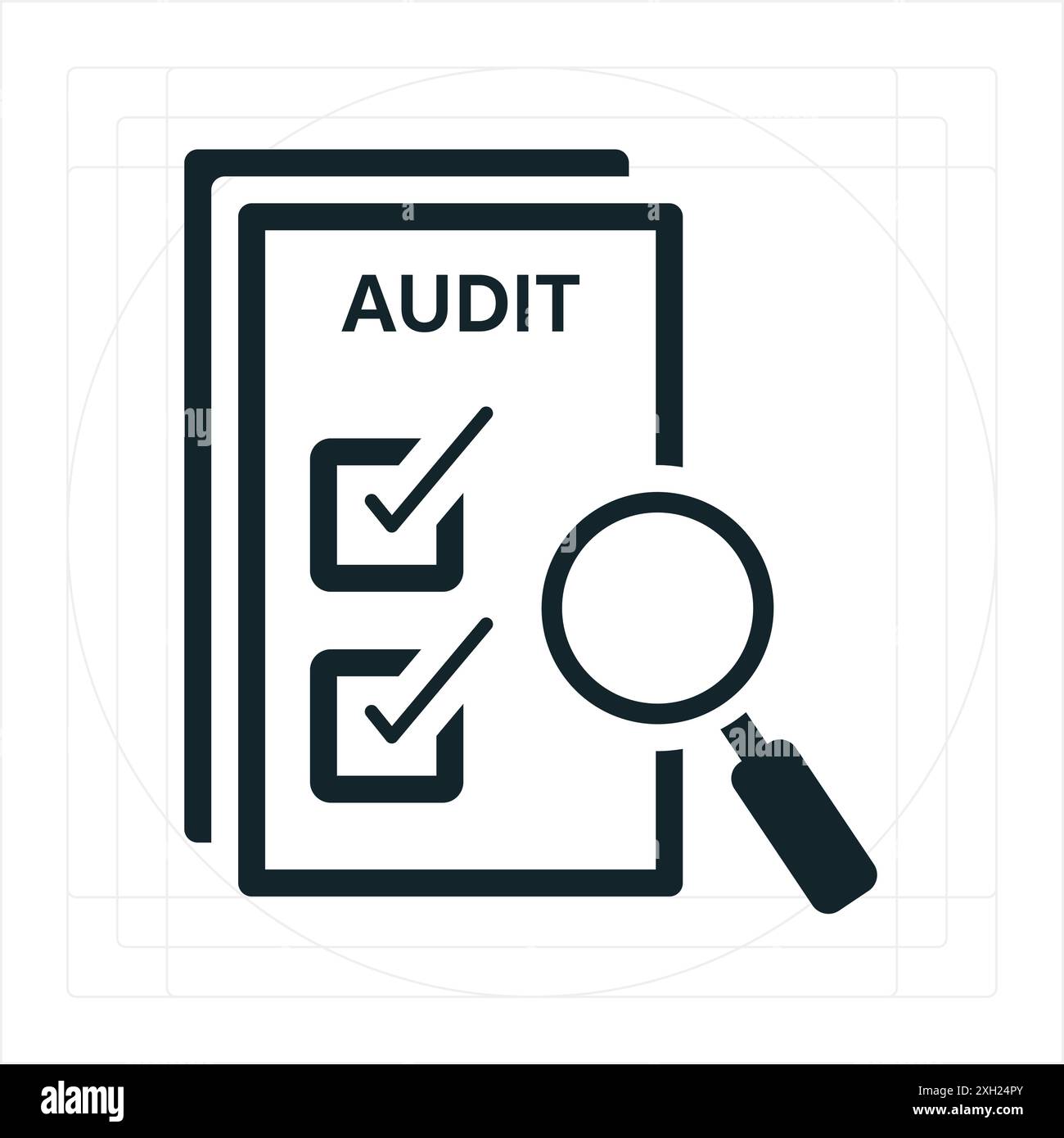 Audit Icon A vector illustration in monochrome, depicted entirely ...