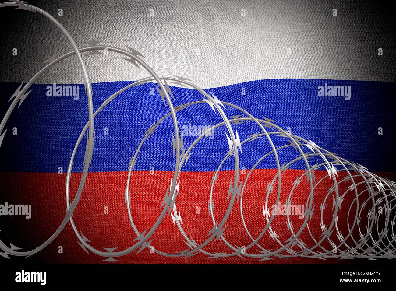 National flag and barbed wire - 3D illustration Stock Photo - Alamy