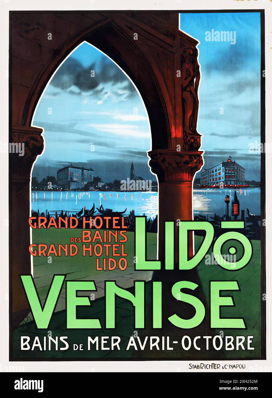 Vintage Travel Poster - BORGONI Mario (1869-1936) Lido Venise Grand ...