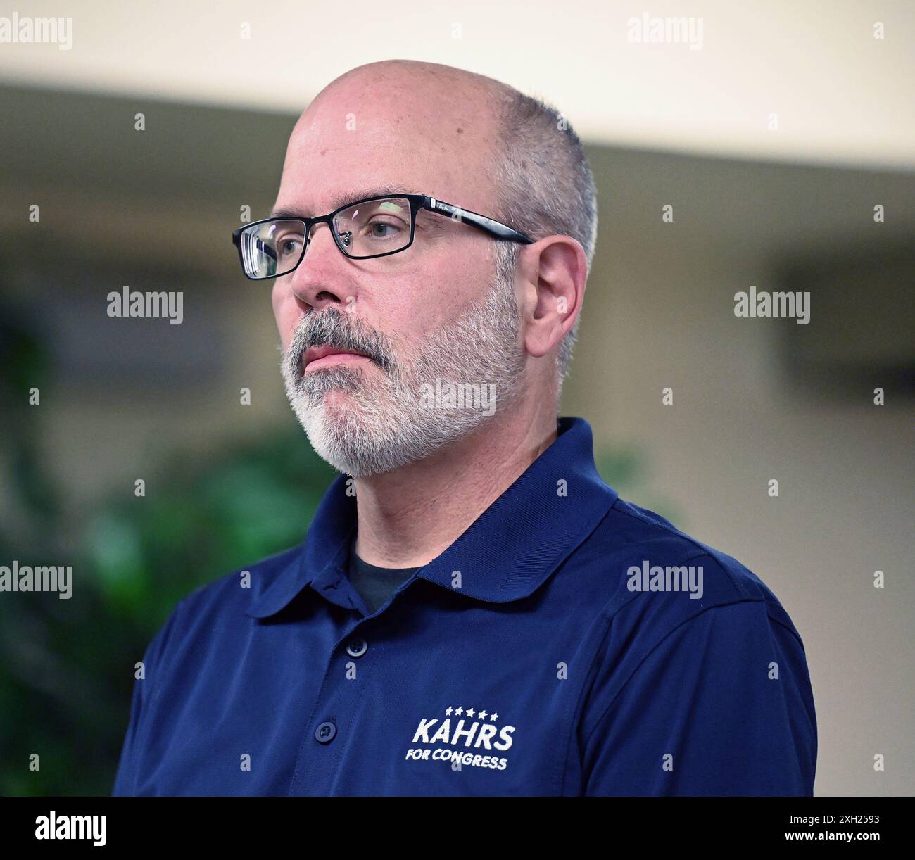 EMPORIA, KANSAS - JULY 9, 2024 Jeff Kahrs who is running for the ...