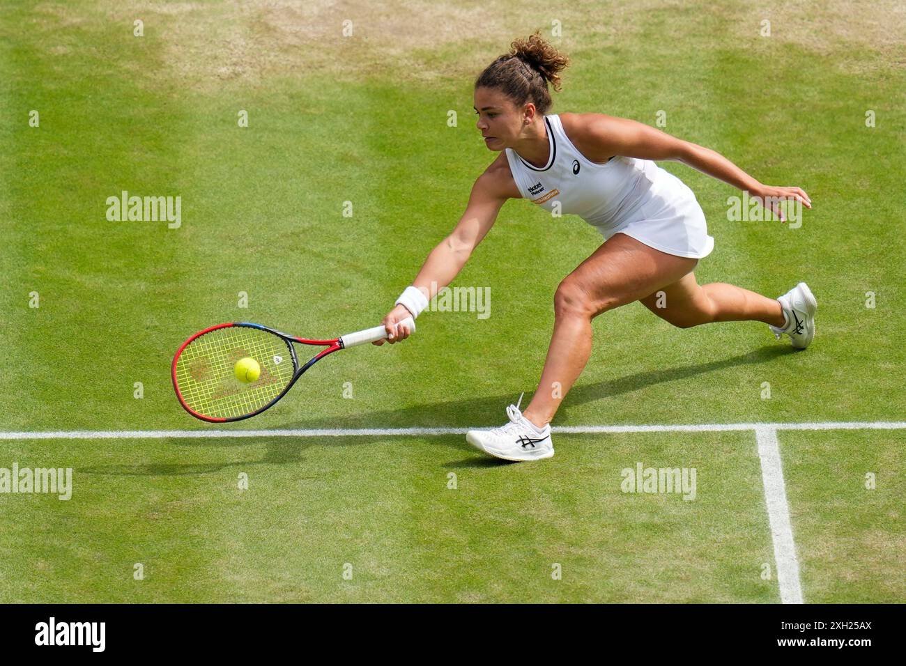 Jasmine Paolini of Italy plays a forehand return to Donna Vekic of ...