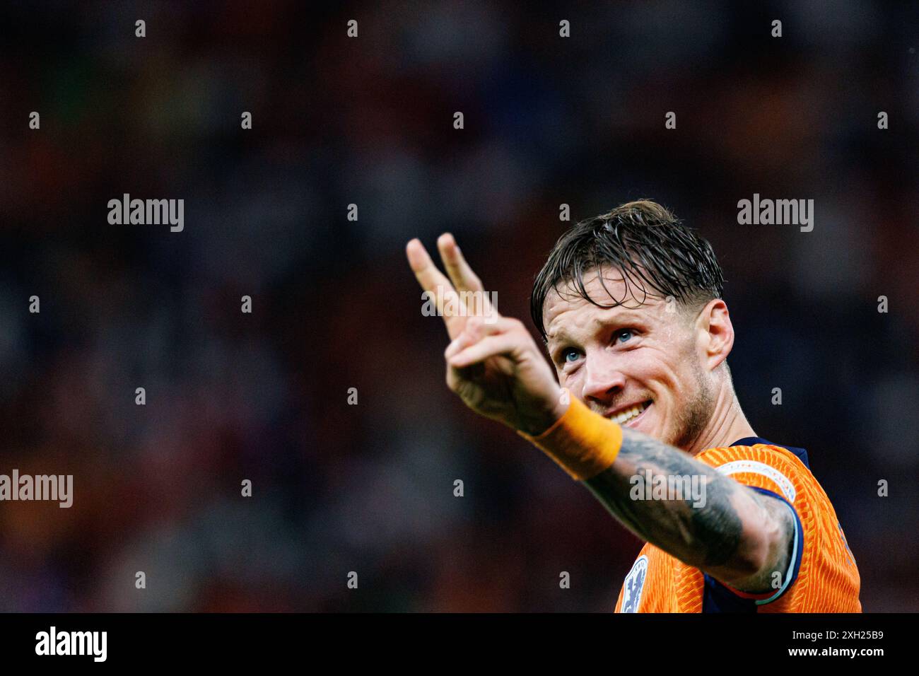 Wout Weghorst seen celebrating during UEFA Euro 2024 quarterfinal game ...