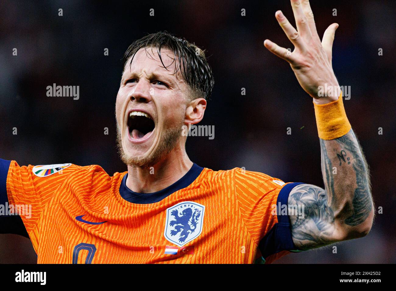 Wout Weghorst seen celebrating during UEFA Euro 2024 quarterfinal game ...