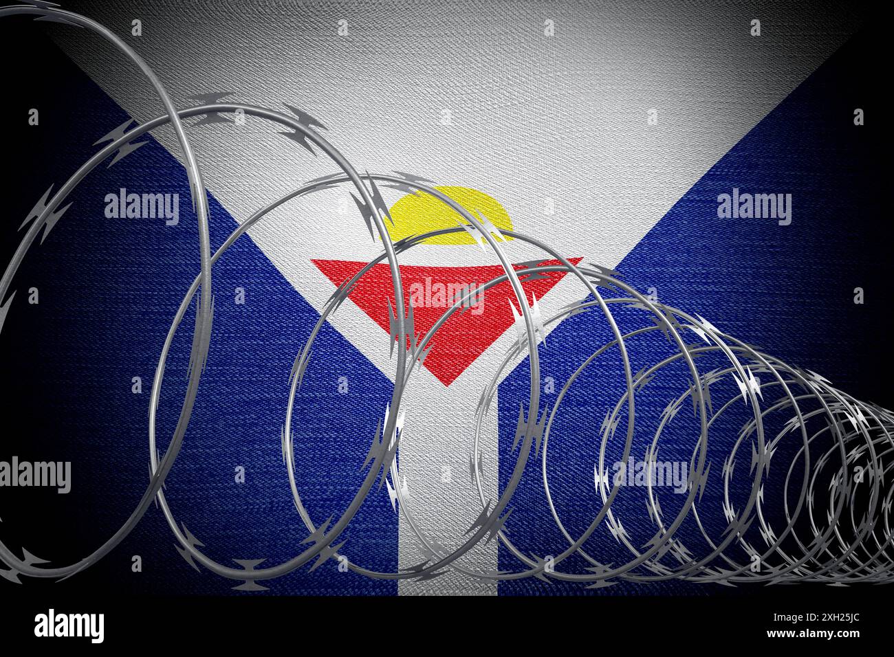 National flag and barbed wire - 3D illustration Stock Photo - Alamy