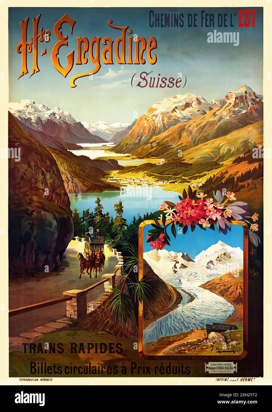 Vintage Travel Poster - d'ALÉSI F Hugo Chemin de Fer de l'Est Hte ...