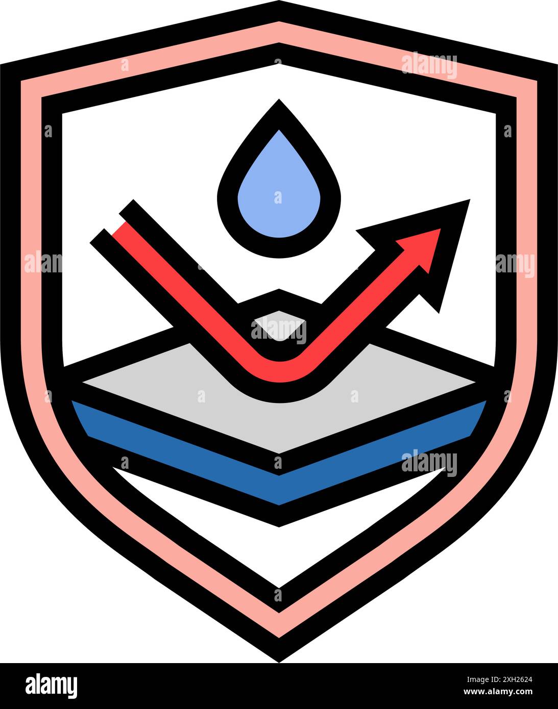 splashproof product label caution color icon vector illustration Stock ...