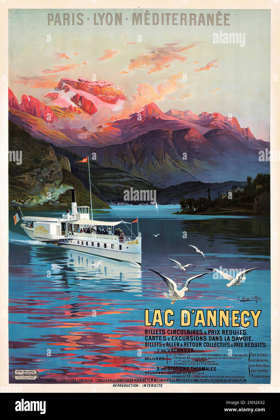 Vintage Travel Poster - d'ALÉSI F Hugo Paris-Lyon-Méditerranée Lac d'Annecy Stock Photo - Alamy
