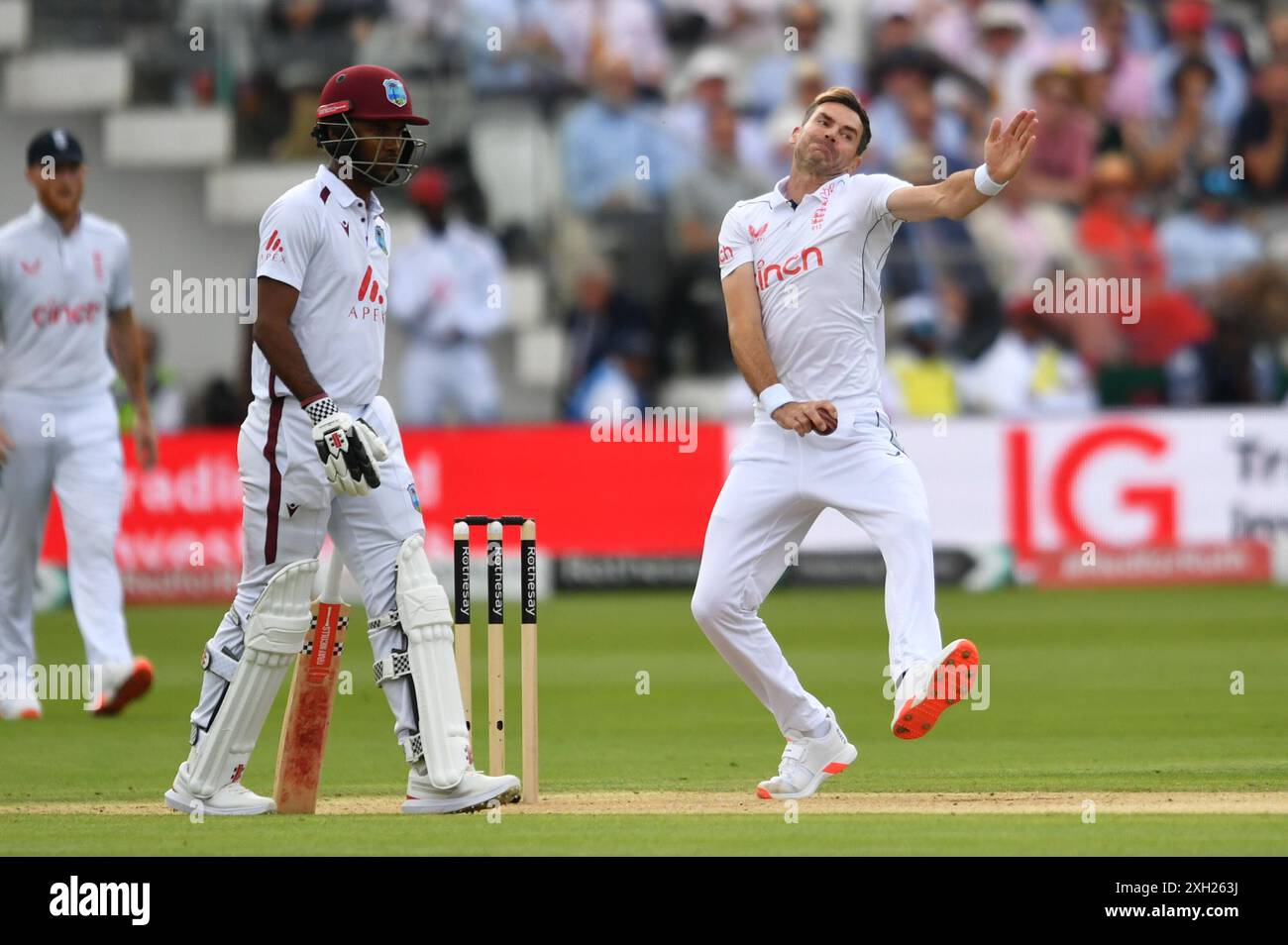 London, England. 11th July 2024. James Anderson bowls in his final Test ...
